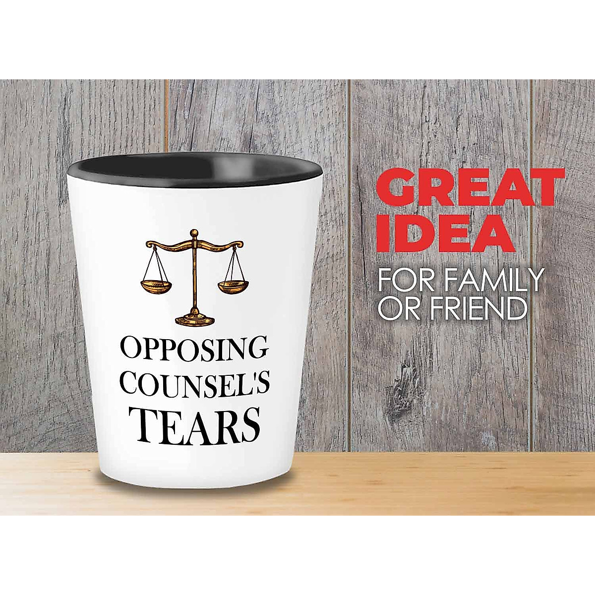 Bubble Hugs Lawyer Shot Glass 1.5oz - Opposing Counsel's Tears - Law Student Law School Attorney Advocate Plaintiff Defense