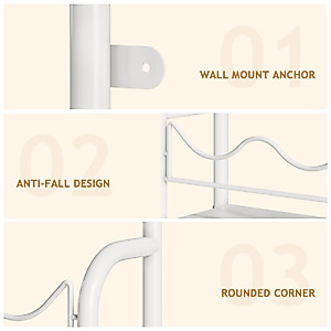 BBLIKE Kids Bookshelf for Wall - 4 Tier Wall Mounted Nursery Book Shelf, White Hanging Bookshelf for Books and Toys Storage, Wave Book Shelf Organizer for Kids Bedroom, Living Room（Wood Layer）