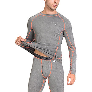 Little Donkey Andy Men's Thermal Underwear Set Performance Base Layer Wicking Active Long Johns Top & Bottom with Fly Gray XL