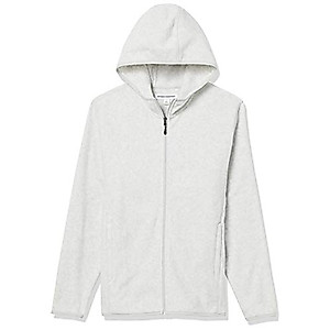 Amazon Essentials Men's Long-Sleeve Hooded Full-Zip Polar Fleece Jacket, Light Grey Heather, X-Large