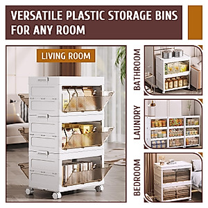 QudraKast 3-Tier Stackable Plastic Storage Bins - 67QT Stackable Storage Bins - Closet Organization and Storage, Suitable for Bedroom, Organization and Storage Boxes for Study, Toy Room, Office