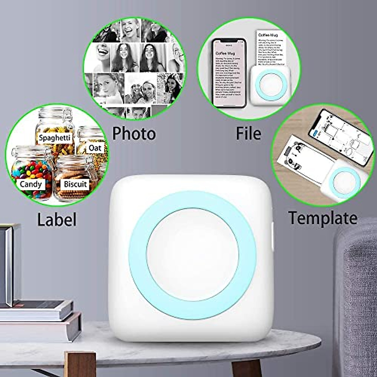 LetSketch Mini Sticker Maker, Thermal Picture Inkless Printer, Sticker Printer, Wireless Bluetooth Receipt Printer, 300DPI for Journal Book/Note/Label/Photo(7 Rolls Thermal Paper)