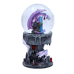 Nemesis Now Anne Stokes Dragon Mage Snowglobe Shaker, Polyresin, Purple, 18.5cm