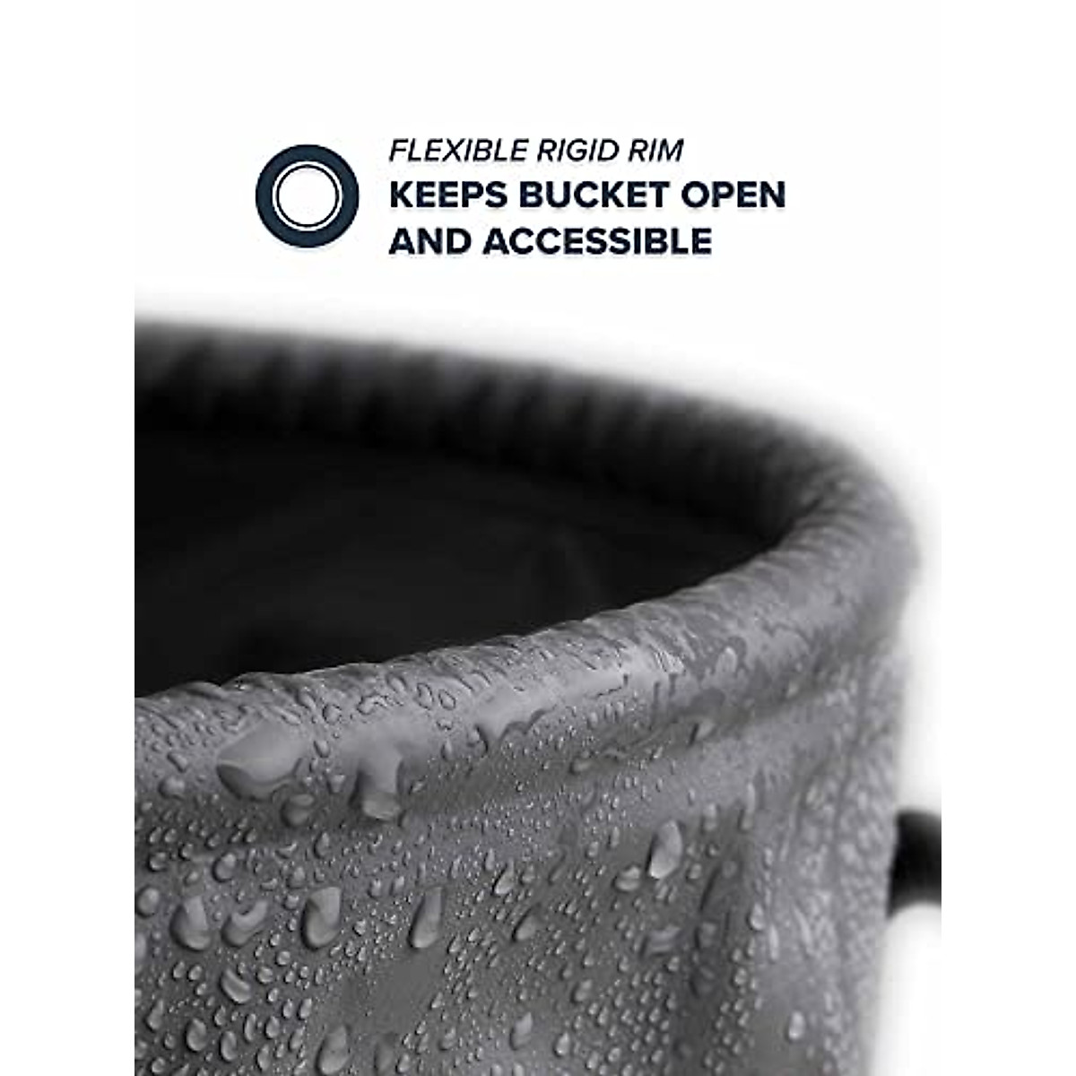 Rogue Endeavor Heavy Duty Collapsible Bucket (5 Gallon (20L) Includes Lid), Mesh Bag, Beach and Salt Water Ready, Durable Reinforced Design with Metal Hardware (Black)