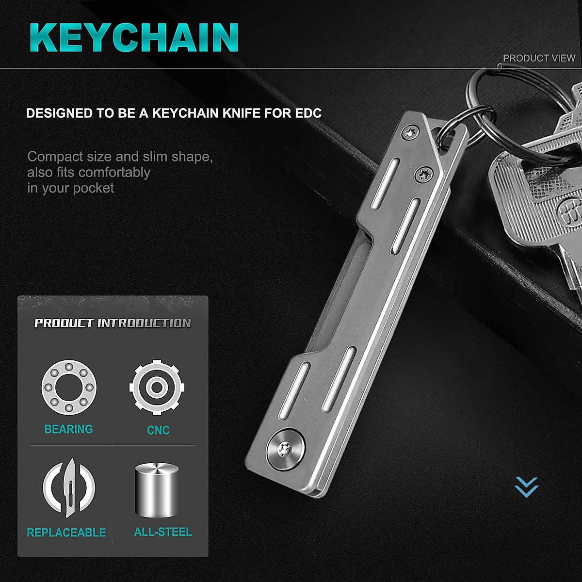 VIFUNCO Folding Scalpel Knife, Pocket Knife for Men, Small Keychain Knife, Slim Folding Razor Knives with 10pcs #24 Replaceable Blades, EDC Utility knife, Surgical Knives for Outdoor Skinning