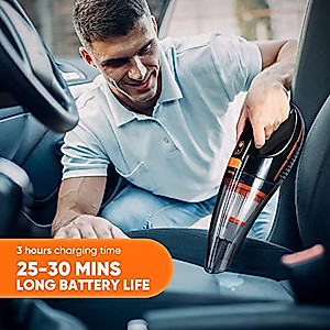 ENGINDOT Car Vacuum Cleaner, 8Kpa High Power Handheld Vacuum, 30 Mins Runtime 12V Cordless Car Vacuum, 2-Way Powered, Accessories Kit for Car Interior and Home Cleaning