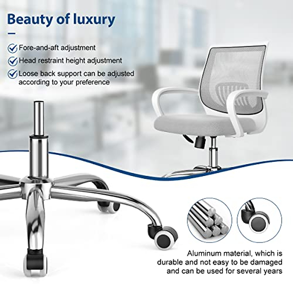 PPW Office Chair,Ergonomic Dual Backrests,Desk Chair Back Support, Best Office Chair for Posture, Mesh Office Chair,(Cushion is Light Gray)