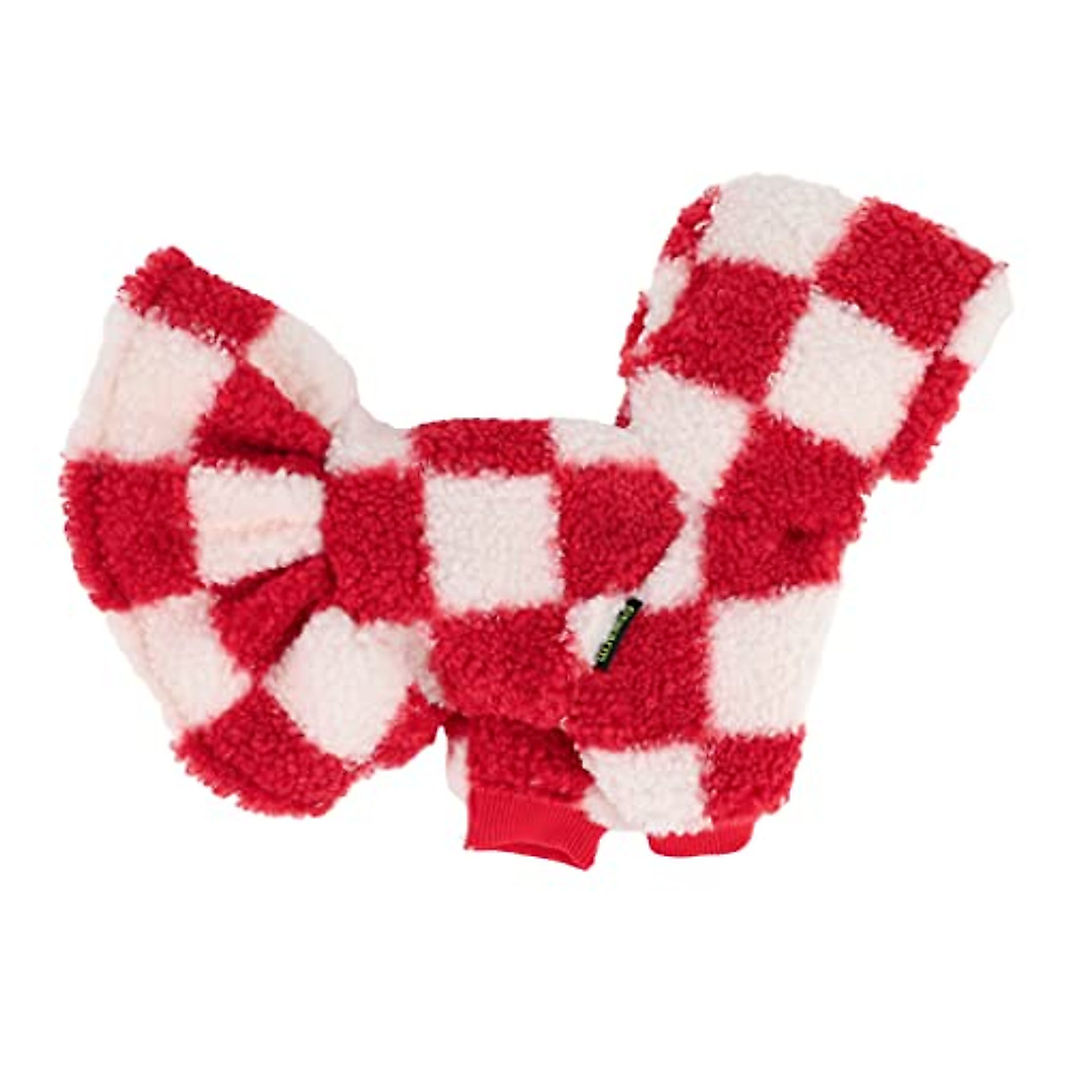 Fitwarm Checkered Plaid Fuzzy Sherpa Dog Hoodie Dresses Pet Thick Jacket Winter Coat Doggy Thermal Skirt Girl Puppy Outfits Clothes Cat Sweatshirt Apparel Red Small