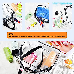 SYIDINZN Cosmetic Bag 3 Pack Clear Travel Toiletry Bag Set with Zipper Make-up Pouch Handle Straps | Waterproof Packing Organizer Storage Diaper Pencil Bags (Black)