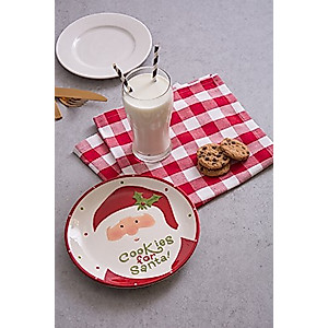 DII Seasonal Holiday Baking Collection Decorative Kitchen Servewantae, 8.3x8.3, Small Santa Cookie Plate