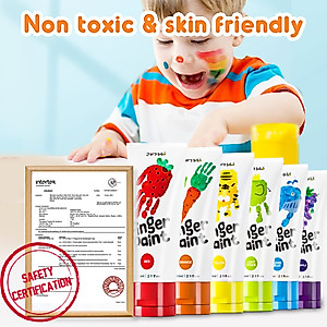 Jar Melo Safe Finger Paints for Baby Kids 3 4 5 6 7 8+Age, 2.1 fl.oz 6 Color Non Toxic Finger Painting Set for Toddler Washable Art Project Painting Preschool Travel Learning Activity Birthday Gifts…
