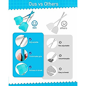 Wapodeai 2 Pack Fly Swatters Heavy Duty Set, Fly Swatter, Telescopic Fly Swatters, Stainless Steel Handle for Flyswatter. (Blue)