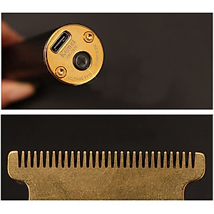 KEMEI Professional Cordless Clipper Zero Gapped Rechargeable T Shape Stainless Steel Electric Shaver Hair Clipper (Color Black)