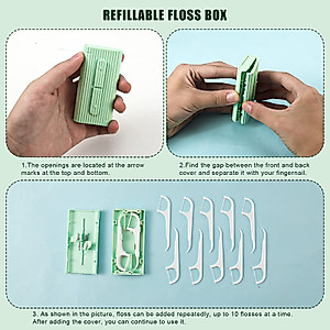 2pcs Dental Floss Portable Box, Food Grade Materials Storage 10 Dental Floss Dispenser Portable Holder with Case for Cleaning Teeth and Oral Care at Dating, Travel, Hotels (Green)