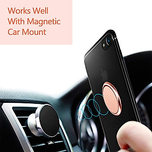 DFsucces Phone Ring Holder Finger Kickstand, Cell Phone Ring Holder ,360° Rotation Metal Ring Holder for Magnetic Car Mount Compatible All Smartphone(Rose Gold)