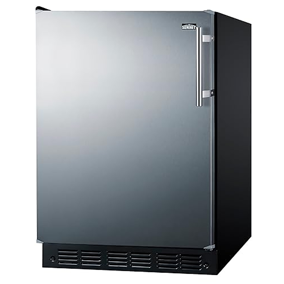 Summit FF6BK2SSADALHD 24” Wide ADA Under Counter Refrigerator 5.5 cu.ft. Made in Europe with Automatic Defrost Operation, Reversible Stainless-Steel Door, Deluxe black interior (ADA Left Hand Door)
