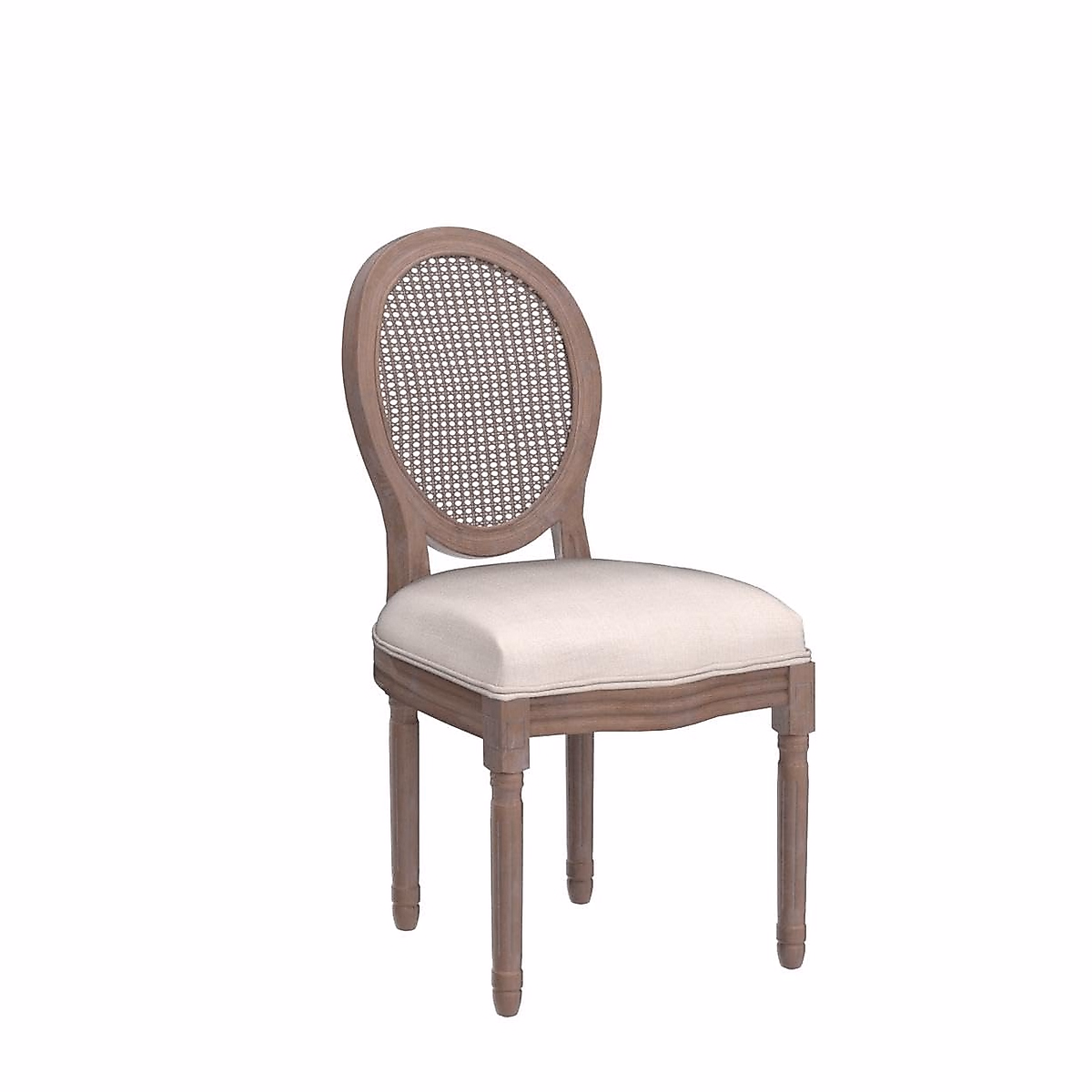 Kiztir French Country Dining Chairs Set of 6, Vintage Chairs with Round Backrest, Mid Century Upholstered Dining Chairs with Solid Wood Leg for Dining Room Bedroom Kitchen Restaurant