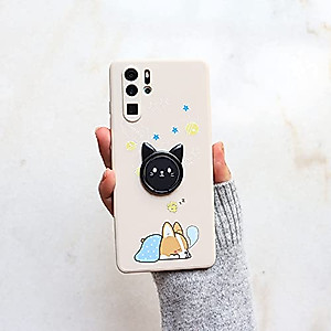 LaMignonne Cell Phone Ring Holder Ultra-Thin Cute Cat Metal Finger Grip 360° Rotation 180° Flip Kickstand Phone Grip for Magnetic Car Mount Compatible with All Smartphones (Black)