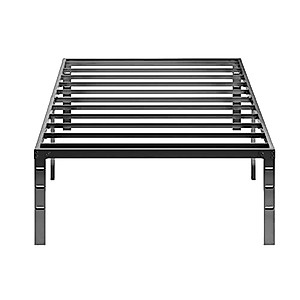 Vengarus 18inch Tall Heavy Duty Twin Bed Frame No Box Spring Needed, Metal Platform Bed Frame Twin with Steel Slat, Easy Assembly, Noise Free, Black