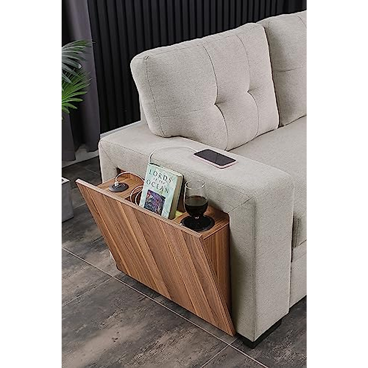 Devion Furniture Enzo Sleeper Sofa for Living Room, Apartment, Dorm Sofabed Sectional, Light Gray