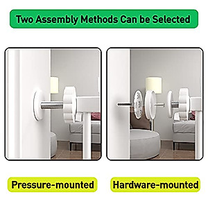ALLAIBB Walk Through Baby Gate Auto Close Tension White Metal Child Pet Safety Gates with Pressure Mount for Stairs,Doorways and kitchen (White, 57.09"-59.84")