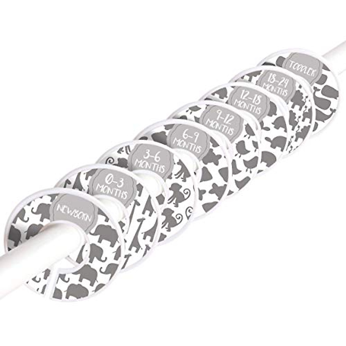 Baby Closet Size Dividers | Set of 8 | Nursery Clothes Organization Sized from Newborn | 1 - 24 Months to Toddler | Perfect for Baby Shower (Unisex - Animals)