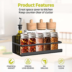 Rasupro 2 Pack Magnetic Spice Rack Organizer, Enduring Magnetic Spice Rack for Refrigerator Easy Install, Perfect Magnetic Shelf for Kitchen Organization, Seasoning Magnet Fridge Spice Shelf