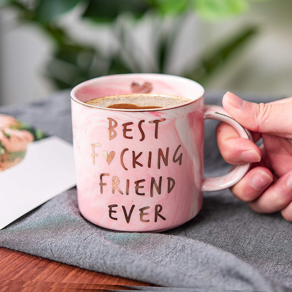 Best Friend Birthday Gifts for Women - Best F Friend Ever - Funny Friendship Gifts for Women - Gifts for BFF, Bestfriend, Besties, Sister, Her, Woman - Cute Pink Marble Mug, 11.5oz Coffee Cup