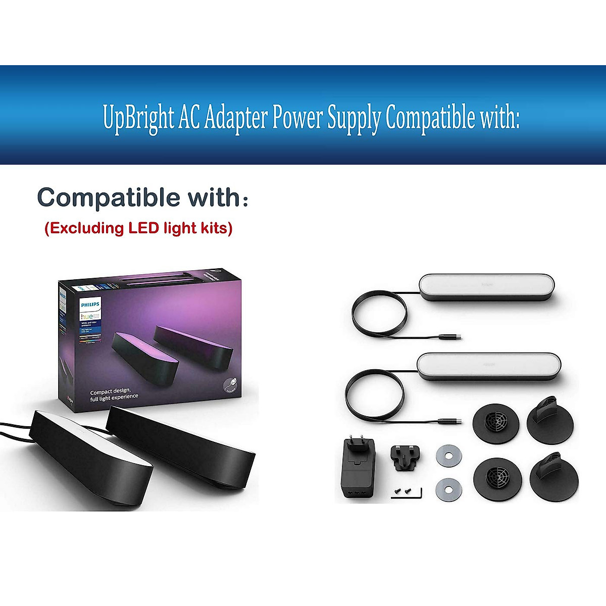 UpBright 24V AC/DC Adapter Compatible with Philips Hue Play Light bar Starter Set 440400980001 440400982931 S020XM2400083 78201 30 U7 78202 7820230U7 7820330U7 7820331U7 7820430U7 LED Power Supply