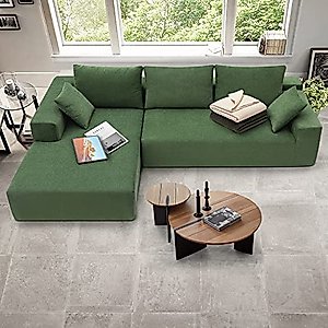 P PURLOVE Modular Sectional Living Room Sofa, Modern Minimalist Style Couch, Upholstered Sleeper Sofa, 2 PC Free Combination, L-Shape (Green)