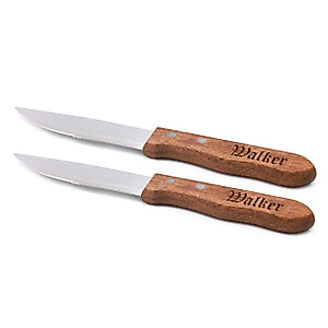 Custom Monogrammed Wood Steak Knives - Couples Housewarming Gift - Engraved and Personalized (2)