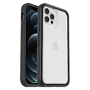 OtterBox Clear Case with Colorful Grip Edge for iPhone 12/12 Pro - Black Crystal (Clear/Black)