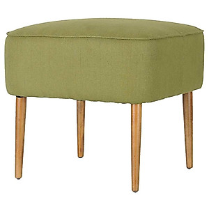 Safavieh Mercer Collection Clara Mid-Century Modern Green Retro Linen Ottoman
