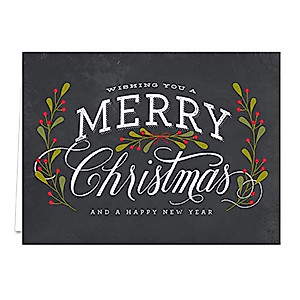 Celebrate the Season Chalkboard Christmas Card Assortment Pack / 25 Greeting Cards Set / 5 Holiday Designs Versed Inside With White Envelopes