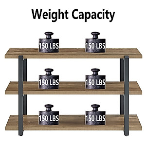 FOLUBAN Industrial Console Sofa Table, Rustic Entryway/Hallway Table with 3-Tier Open Shelf for Living Room, Oak