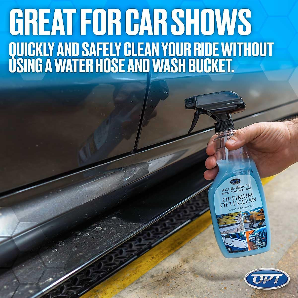 Optimum Opti-Clean Waterless Wash and Protect - Ready to Use Waterless Car Cleaning Spray and Polymer Protection (18 oz)