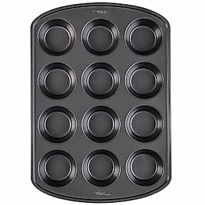 Wilton Recipe Right Non-Stick Mini Loaf Pan, 4-Cavity, Steel & Perfect Results Premium Non-Stick Bakeware Muffin Pan & Cupcake Pan, 12-Cup, Steel