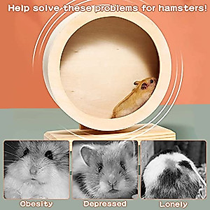 Hamster Wooden Wheels, Small Pets Silent Running Wheel 8.27" in Diameter, Mute Exercise Spinner Non Slip Hamster Cage Accessories Toys for Syrian Hamster Gerbil Guinea Pig