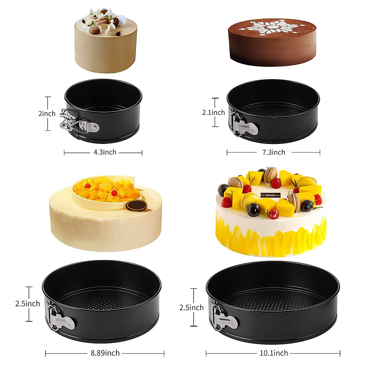 CGGYYZ Nonstick Springform Pan Set of 4, 4" 7" 9" 10" Cheesecake Pans Removable Bottom Set, Round Cake Pans Sets for Baking Leakproof Cake mold for Baking Enthusiast