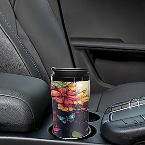 African Am-erican Flower Black Women Travel Coffee Mug Reusable Coffee Cup Tumbler with Lid for Outdoor 250ml