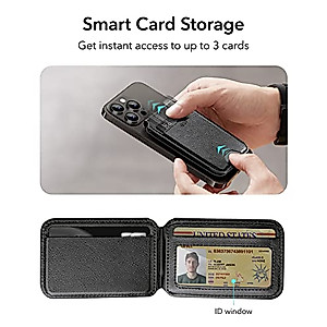 ESR MagSafe Wallet (HaloLock), iPhone Wallet with Adjustable Stand, Magnetic Wallet for iPhone 14/13/12 Series, Not for iPhone 13/12 mini, 3 Card Holder, MagSafe Accessories, Vegan Leather, Black