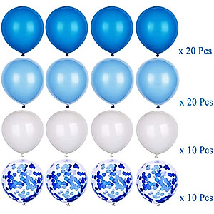 Blue Balloons set - 60 Pcs Latex Balloons, Used as Birthday Balloons Gender Reveal Party Wedding Party Decoration Halloween or Christmas, Support Helium or Air Use (Blue,12 Inch)