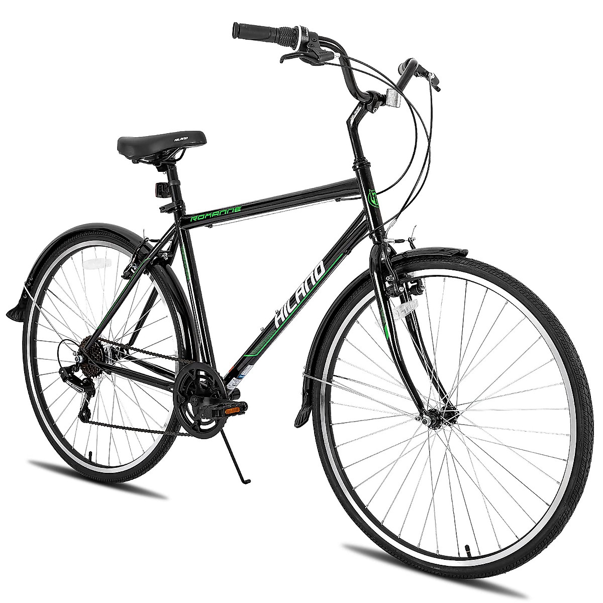 HH HILAND 700C Hybrid Bike, Step-Through or Step-Over Frame Commuter City Bike, 7 speeds Cruiser Bicycle for Men Women