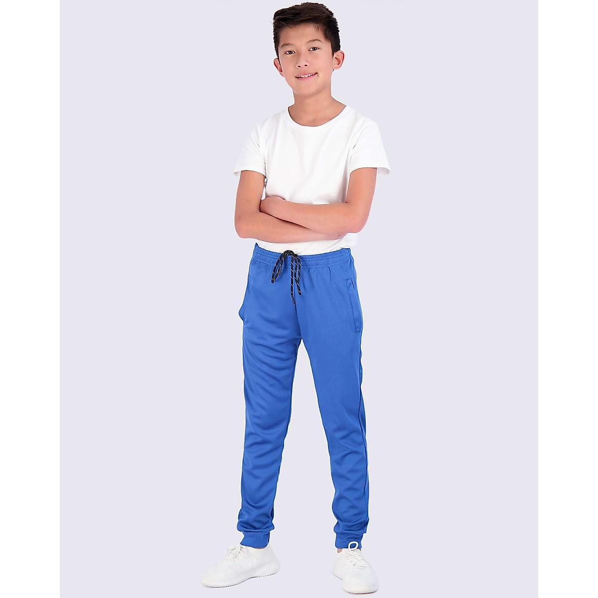 Real Essentials 3 Pack Boys Youth Active Teen Mesh Sweatpants Joggers Running Basketball School Track Pants Athletic Workout Gym Training Jogger Fit Kid Casual Pockets - Set 4,S(8)