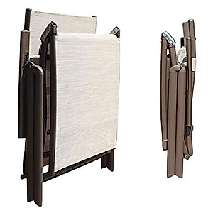 GOLDSUN Aluminum Outdoor Folding Reclining Lounge Chair (Beige with Caramel, Single)