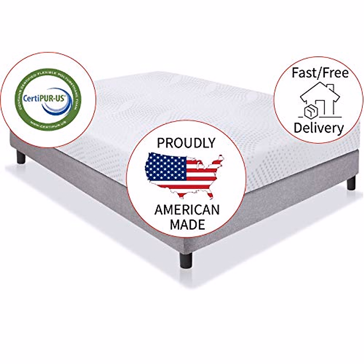 American Mattress Company 8" Graphite Infused Memory Foam-Sleeps Cooler-100% Made in The USA-Medium Firm (Queen)