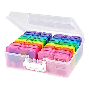 IRIS USA 4" x 6" Photo Storage Craft Keeper, Main Container with 16 Organization Cases For Pictures, Crafts, Scrapbooking, Stationery Storage, Protection and Organization, Multi-Color/Clear