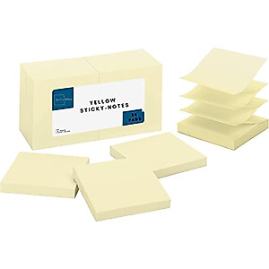 1InTheOffice Yellow Pop Up Sticky Notes 3x3, Fan Folded Self Stick Note, 100 Sheets per pad, (24 Pack)