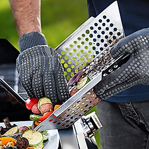 Great American Griller Mighty Grill Basket | Grill Baskets for Outdoor Grill | Stainless Steel Grilling Basket | Easy to Clean & Perfect Vegetable Grill Basket for All Grills and Veggies