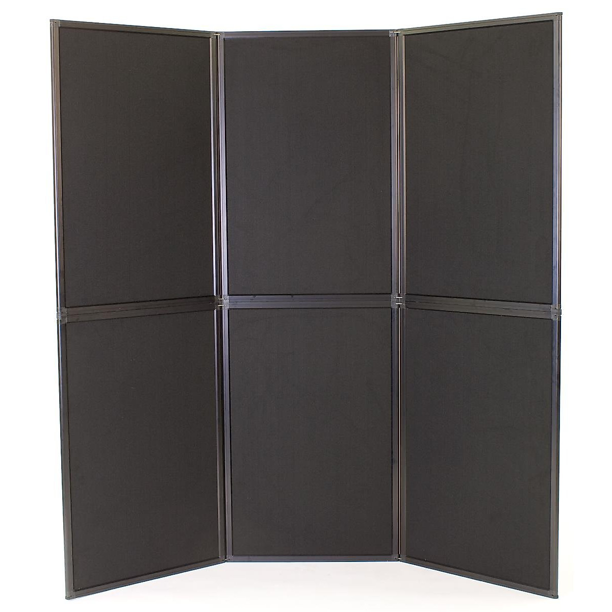 Displays2go Portable Display Panel System, includes 6 Show Panels, Folding Design, Hook & Loop-Receptive Fabric – Black (T6PNLBK)